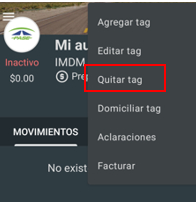 Desvincular un Tag de tu cuenta en App #TuTag PASE – PASE