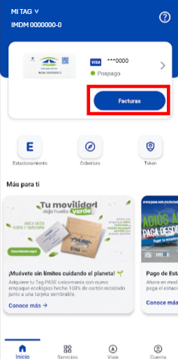 Facturación por selección de cruces Pospago App Tu Tag Pase – PASE